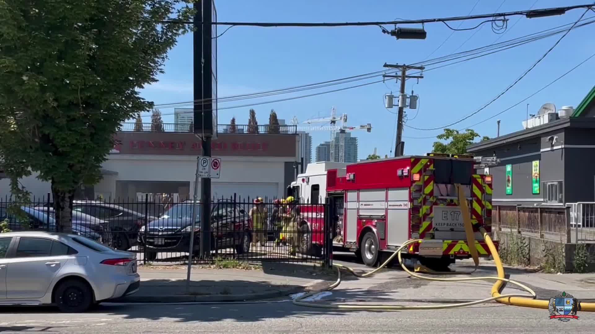 VFRS puts out fire at auto body shop, street closed briefly - Vancouver ...
